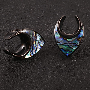 DOEARKO 2PCS Ear Gauges Fashion Conch Shell Saddle Ear Plugs Body Piercing Tunnels 316 Stainless Steel Hypoallergenic Earrings Plugs for Ears Expander Body Jewelry (25mm(1"), Black-Colorful)