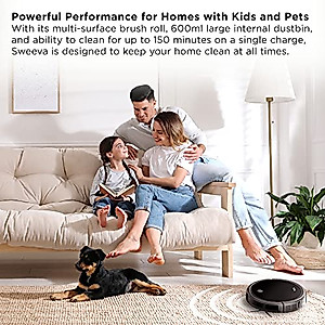 TCL Sweeva 2000 Robot Vacuum Cleaner Ultra Slim 2.76inch, 2000Pa Suction for Pet Hair, Hard Floor & Medium-Pile Carpets, 150mins Runtime, Washable Filter, WiFi & Alexa/Google Enabled