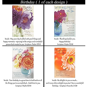 Birthday (No Repeated Cards) 32 Design Christian/Religious Greeting Card Assortment ~ Scripture in every card