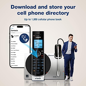 VTech Connect to Cell DS6771-3 DECT 6.0 Cordless Phone - Black, Silver, 6.9" x 4" x 6.6"