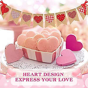 Valentine's Day Banners Valentine Burlap Banner Heart Burlap Banner Heart Banner Garland Valentines Day Decorations with Bows for Wedding Anniversary Birthday Party Decorations Supplies