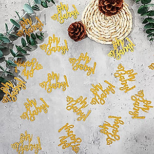 100 Pieces Baby Confetti Decors Gold Glitter Baby Scatter Table Confetti Baby Cupcake Toppers Cute Baby Shower Paper Confetti for Baby Shower Gender Reveal Baby Birthday Party Decoration