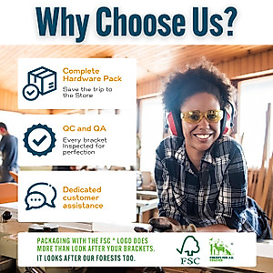 EVALD Hidden Floating Shelf Bracket | 8-Inch Heavy Duty Blind Shelf Support | Kitchen Shelf, Fireplace Mantel Bracket | Invisible Wall Mount Bracket for Home & Office | Floating Shelf Hardware 6 Pack