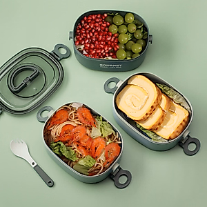 GLCSC Bento Box Adult Lunch Box, Leak-Proof, BPA-Free Stacking Bento Box Lunch Box, (3-Tier) Portable Stackable Food Container Storage Boxes for Work School Camping (Green)