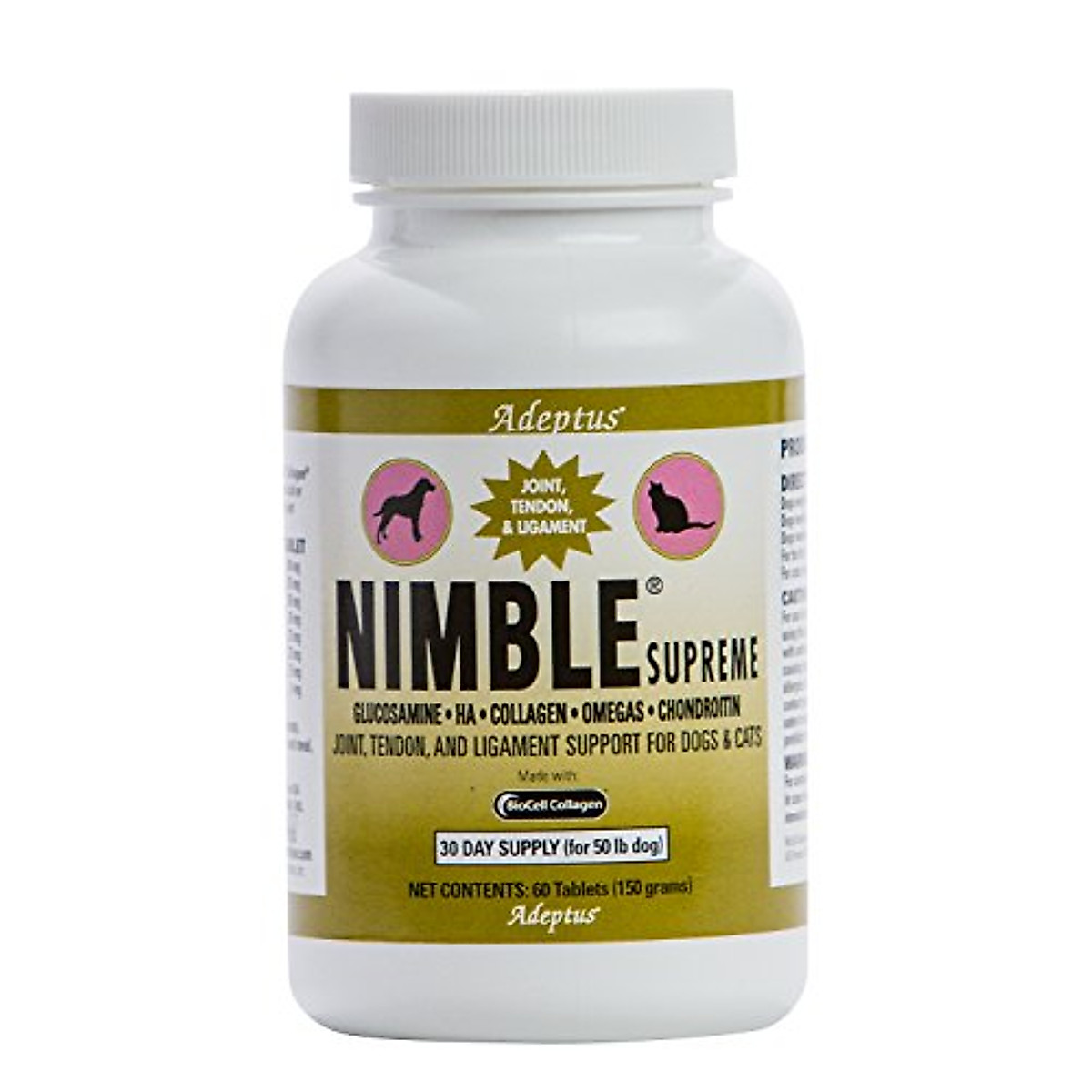 Adeptus Nutrition 60 Tablets Nimble Supreme Pet, 3.5 x 3.5 x 4.75