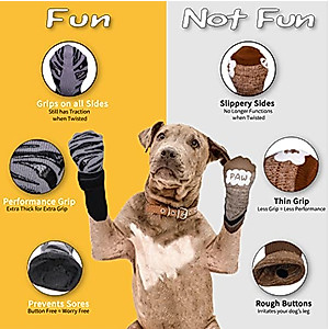 DOK TigerToes Premium Non-Slip Dog Socks for Hardwood Floors - Extra-Thick Grip That Works Even When Twisted - Prevents Licking, Slipping, and Great for Dog Paw Protection - Size Medium