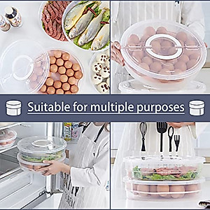 Ternual Multipurpose Pie Carrier with Lid and Handle Egg Container Holds Pies 30 Eggs 12/3.5 Inches Suitable for Cheese Cake, Corn Pie, Fruit White Clear Visible