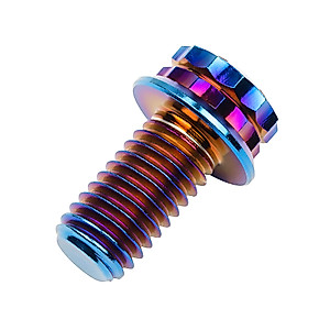 Wanyifa Titanium Flange 12 Point Head M8 x15 20 25 30 35 40 45 50 55 60 65mm Screw Bolt Pack of 4 (M8x15mm, Burning Blue)