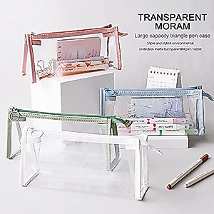 VICKO Clear Pencil Case,Transparent Pencil Pouch Large Capacity Cute Pencil Case Stationery Pen Case Pencil Bag Cosmetic Makeup Toiletries Organizer for Girls and Adults