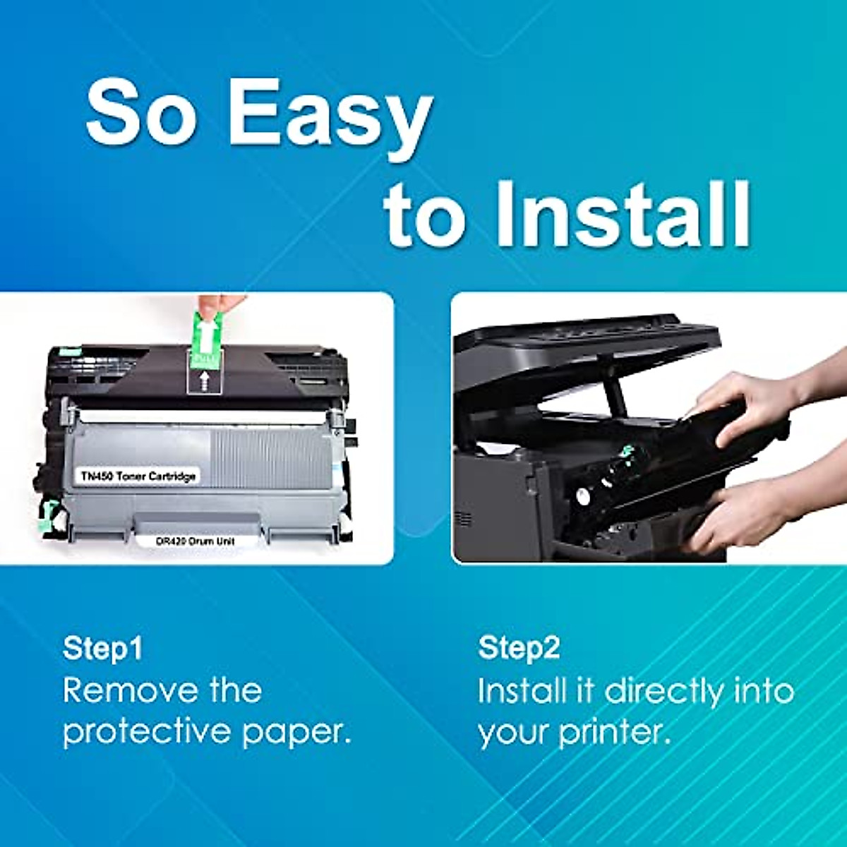 Compatible Toner Cartridge and Drum Unit Replacement for Brother TN450 TN420 TN-420 DR420 DR450 DR-450 (Black, 1 Drum+1 Toner)