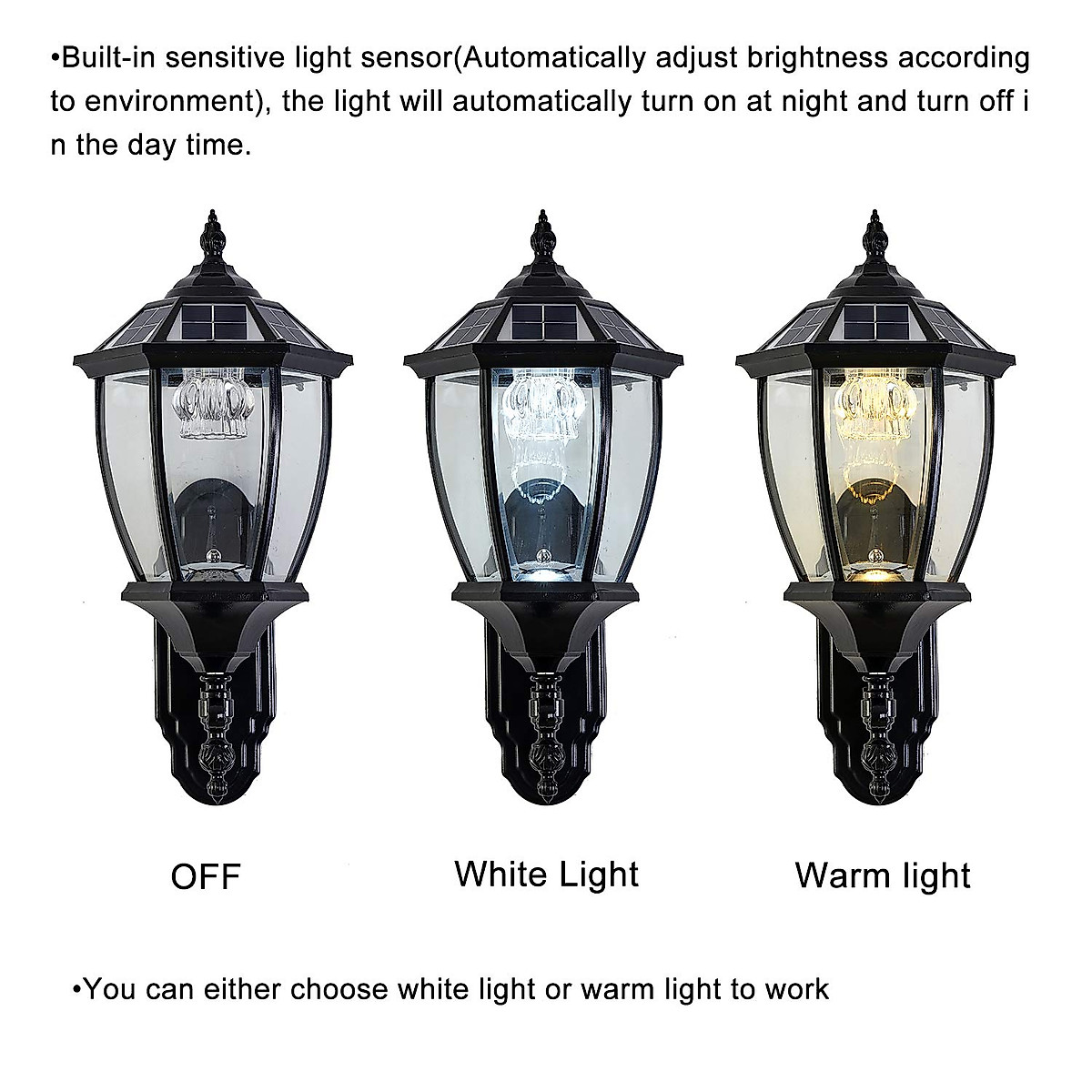 Lovefindahome Solar Wall Lamp with Light Sensor,Waterproof Wall Light Outdoor Wall Sconce Led Hexagonal Light Fixture for Wall, Garage, Front Porch,Fence, Yard,Black