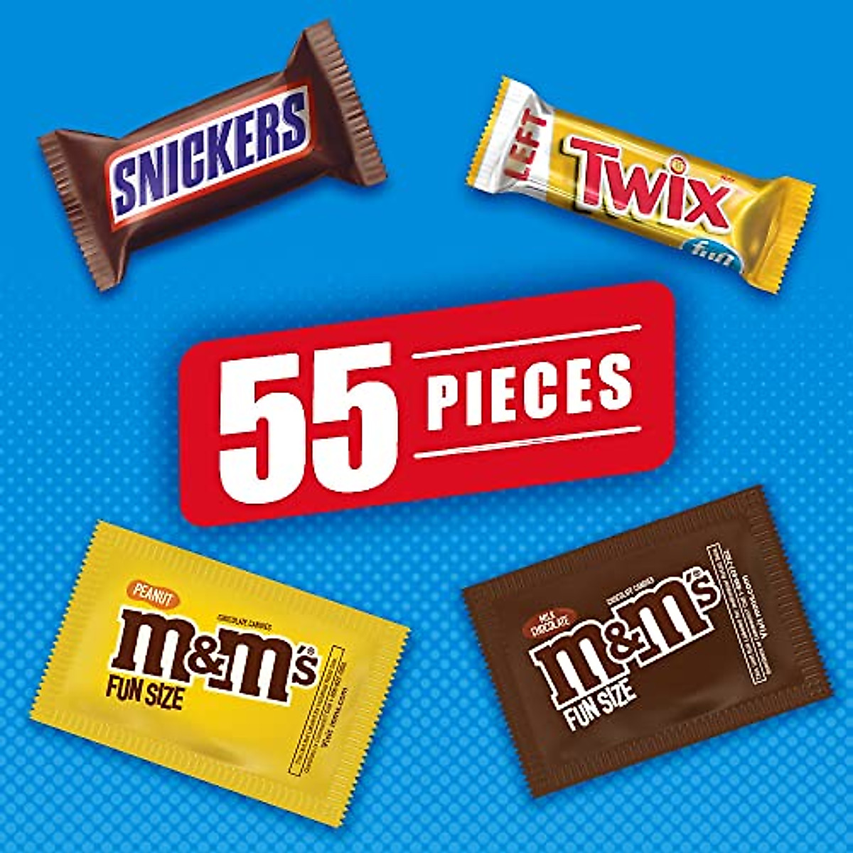 M&M'S, SNICKERS & TWIX Variety Pack Fun Size Milk Chocolate Candy Bars Assortment, 30.98-Ounce 55 Piece Bag