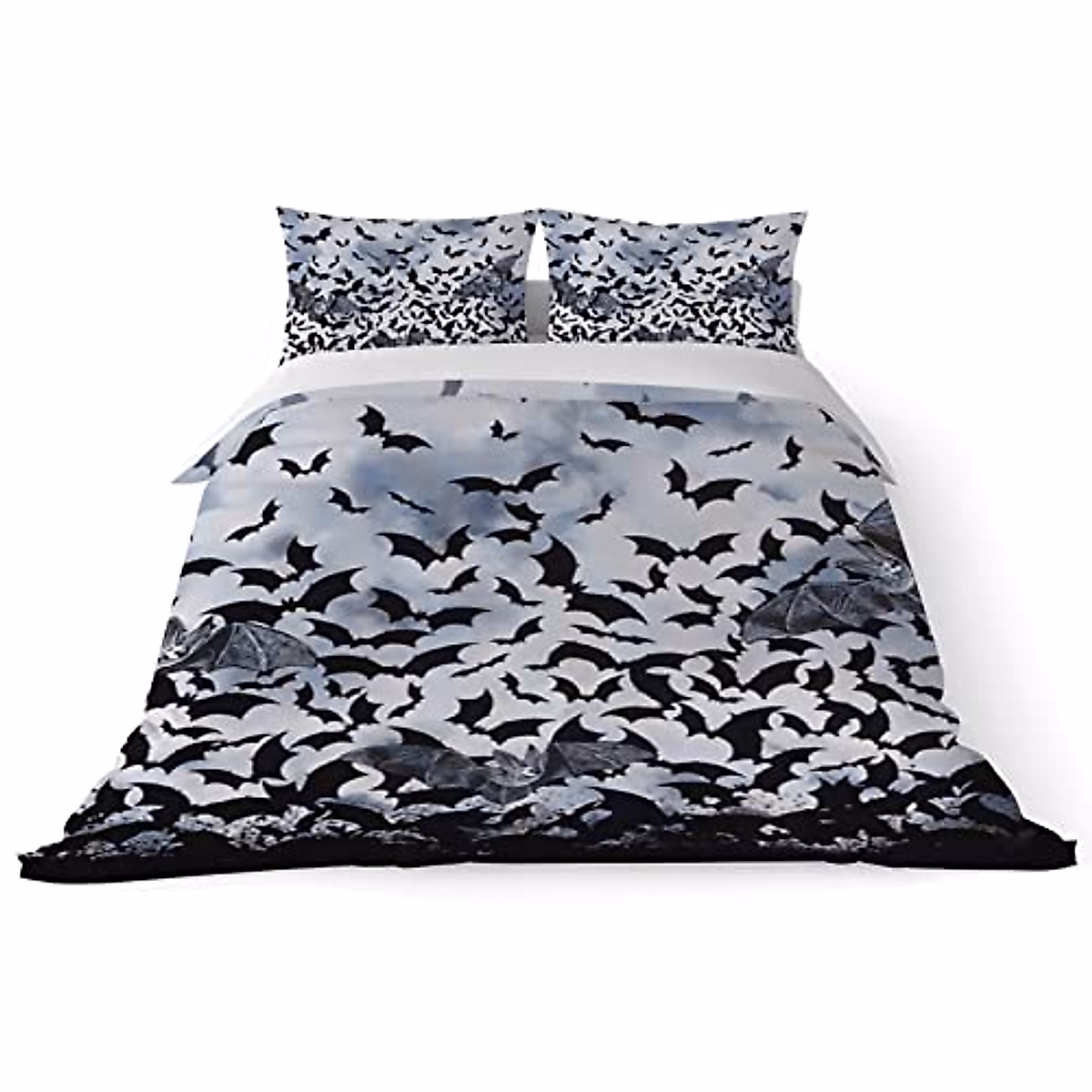 Duvet Cover Sets California King -Swarms of Bats-Bedding Comforter Set Breathable SetsSoft Microfiber 3 Pcs