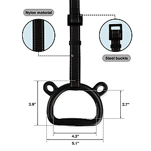 EXQ Home Kids Gymnastic Rings Pull up Rings for Chlidren Exercise,Indoor Gym Ring,Kids Gymnastics Rings with Adjustable Straps,Load Bearing 220lb,Yellow Hands Tape (NO Bar)