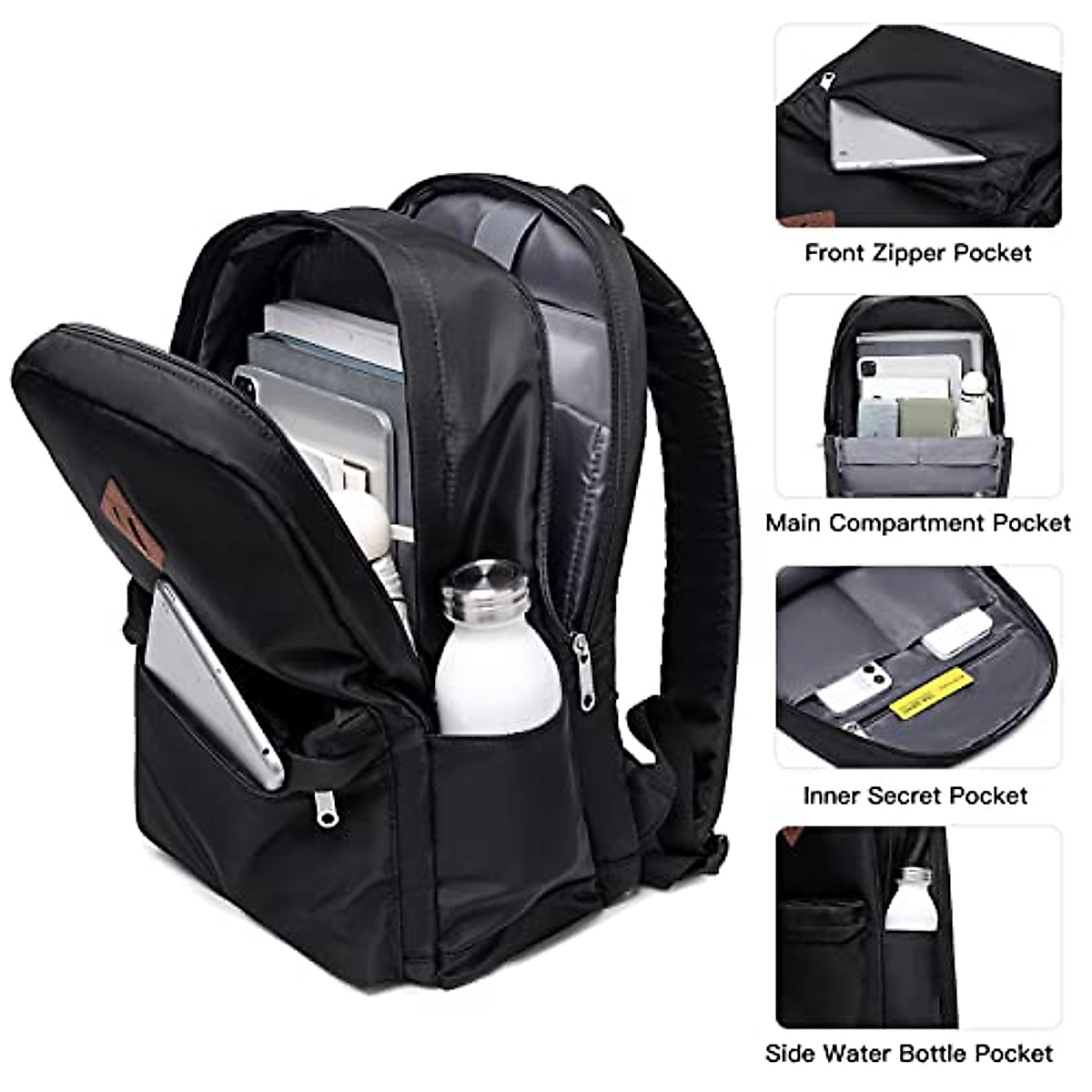 School Backpack for Women & Men - Casual School Backpack Water Resistant Bookbag with Laptop & Bottle Side Pockets for Boys Girls School Bag for Elementary Middle High School College Students