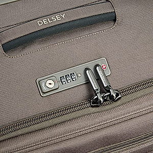 DELSEY Paris Helium DLX Softside Expandable Luggage with Spinner Wheels, Mocha, Checked-Medium 25 Inch