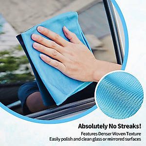 HOMERHYME Microfiber Glass Cleaning Cloth, 6 Pack Window Cleaning Cloth Glass Cleaning Towels, Reusable Lint Free Microfiber Towels for Glasses,Screens,Mirrors,Windshields & Stainless Steel,16"x14"