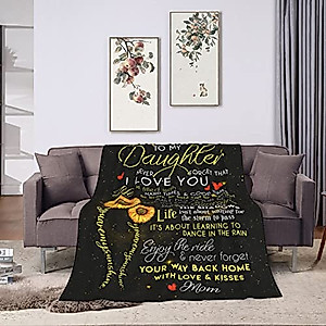 Maylian Sunflower Throw Blanket | Never Forget How Much I Love You | 80x60 Inches | Soft Sherpa | Perfect for Daughter | Thoughtful Gift