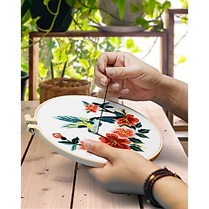 TINDTOP Hummingbird and Flower Embroidery Kit for Adults