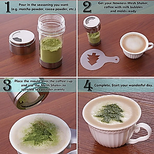 Newness Mesh Shaker or Salt Shaker, Stainless Steel Salt Dispenser, Clear Acrylic Seasoning Fine Mesh Shaker with Rotating Cover, 3.7 Ounces (110 Milliliter)