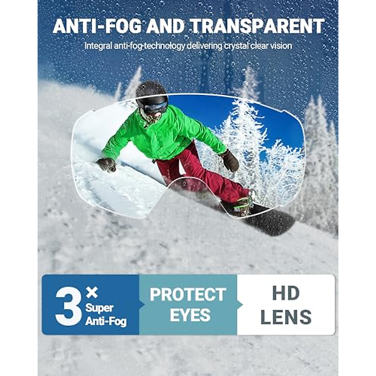 OutdoorMaster Ski Goggles with Cover Snowboard Snow Goggles OTG Anti-Fog for Youth Teenager