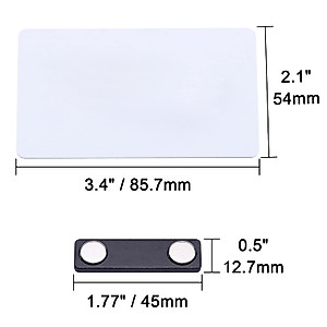 DIY Name Badges, Wisdompro 10 Set White Printable Blank PVC Badges (3.38 x 2.13 Inch) with Magnetic Name Tag for Jacket, Lapel,or Shirt - No Holes in Your Fine Jackets or Shirts