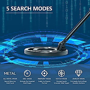 Metal Detector with Shovel for Adults, Pinpoint Gold Detector with LCD Display, Advanced DSP Chip, 10'' Detection Depth, 5 Search Modes, IP68 Waterproof for Treasure Hunting