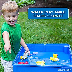 Play Platoon 5 in 1 Kids Activity Table and Chair Set- Stem Table for Toddlers with Water Table, Building Block Table, Craft & Sensory Table for Toddlers with 2 Chairs & 25 XL Blocks Yellow Red Green