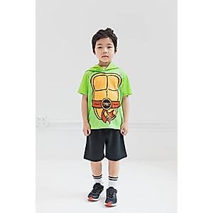 Teenage Mutant Ninja Turtles Raphael Little Boys Athletic Graphic T-Shirt Mesh Shorts Black/Green 7-8
