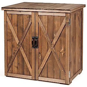 Goplus Compact Wooden Storage Shed, 2.5 X 2 Ft Fir Wood Cabinet for Garden Yard Patio
