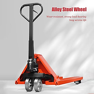 JIN YANG HU Heavy Duty Pallet Jack,8 Tons Capacity Hydraulic Pallet Truck with Steel Wheels,Manual Pallet Stacker for Construction Sites, Cement and Other Road Surfaces(48"x27" Forks)