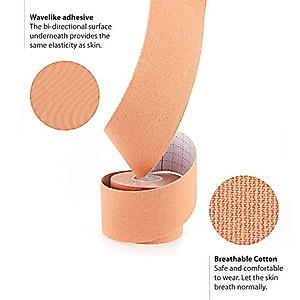 3-PACK Kinesiology Tape Pro athletic sports. Knee, ankle, muscle, kinetic sport Dynamic, physical therapy. Strong-rock breathable h2o resist cotton.Roll,uncut,2in x 16.4ft.Bulk k Beige