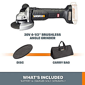 Worx WX812L.9 20V Power Share 4.5" Cordless Angle Grinder with Brushless Motor (Tool Only)