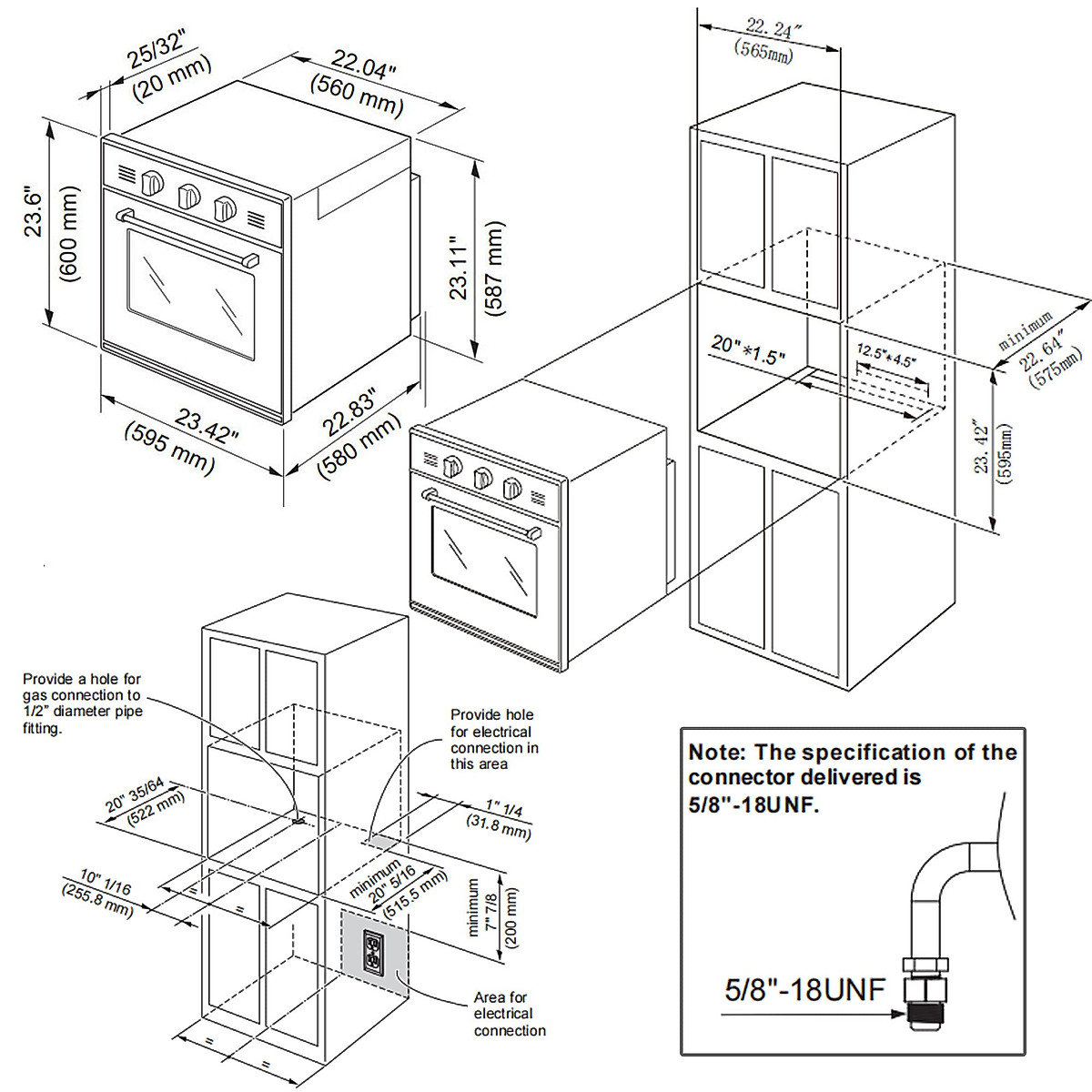 Empava Single Liquid Propane Gas Wall Oven 24 in. 2.3 cu. Ft. Bake Broil Rotisserie Functions with Mechanical Controls and Built-in Timer and Convection Fan in Stainless Steel