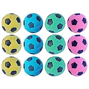 PETFAVORITES Foam Sponge Soccer Ball Cat Toy Interactive Cat Toys Independent Pet Kitten Cat Exrecise Toy Balls for Real Cats Kittens, Soft, Bouncy and Noise Free (12 Pack)