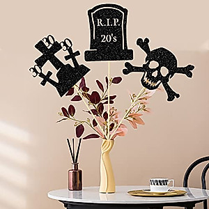 Rip to My 20s Centerpiece Sticks,30th Birthday Decoration,Cheers to 30 Years/Funeral for My Youth/Death to My Twenties Party Supplies for Women Men 12 Pieces Black