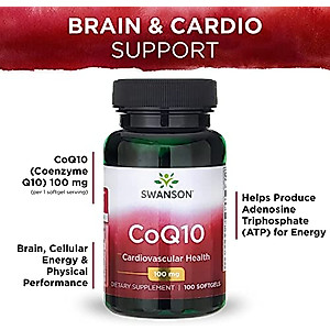Swanson CoQ10 - Energy Antioxidant Support - Coenzyme Q10 Supplement - (100 Softgels, 100mg Each)