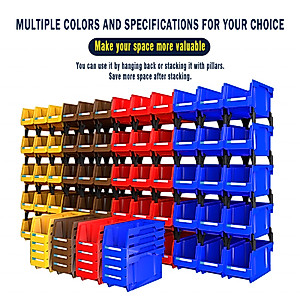 AERCANA Stackable storage bins Wall Mounted Hanging Bins Parts Storage Organizer Garage Storage Bins for hardware(Blue,pack of 9)