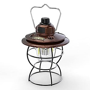 Yuehuam Vintage Lantern Outdoor Metal Hanging Lantern Rechargeable Dimmable Waterproof Portable Retro Camping Lamp Battery Operated Lantern for Indoor or Outdoor