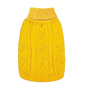 Dog Sweater - Classic Turtleneck Knitted Cable Knit Dog Jumper Coat, Warm Pet Winter Clothes Outfits for Pet Dogs Cats Puppy Kitty in Cold Season