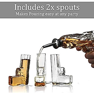 Pistol Whiskey Gun Decanter & Pistol Shot Glasses Set - Comes with A large Carrying Case - Drinking Party Accessories, Pistol Gun Liquor Decanter Bottle Great Gift!