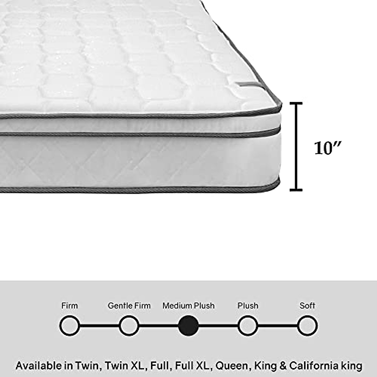 Greaton, 10-Inch Meduim Plush Eurotop Pillowtop Innerspring Mattress, Full XL (440BBPN-4/6XL-1)