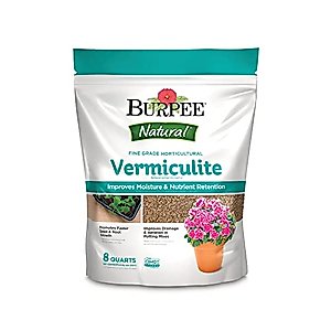 Burpee Organic Horticultural Add to Potting Soil | Ideal for Seed Starting, Water Retention and Plant Propagation | 100% Natural | 8 Quart, 1-Pack, Vermiculite (8qt)