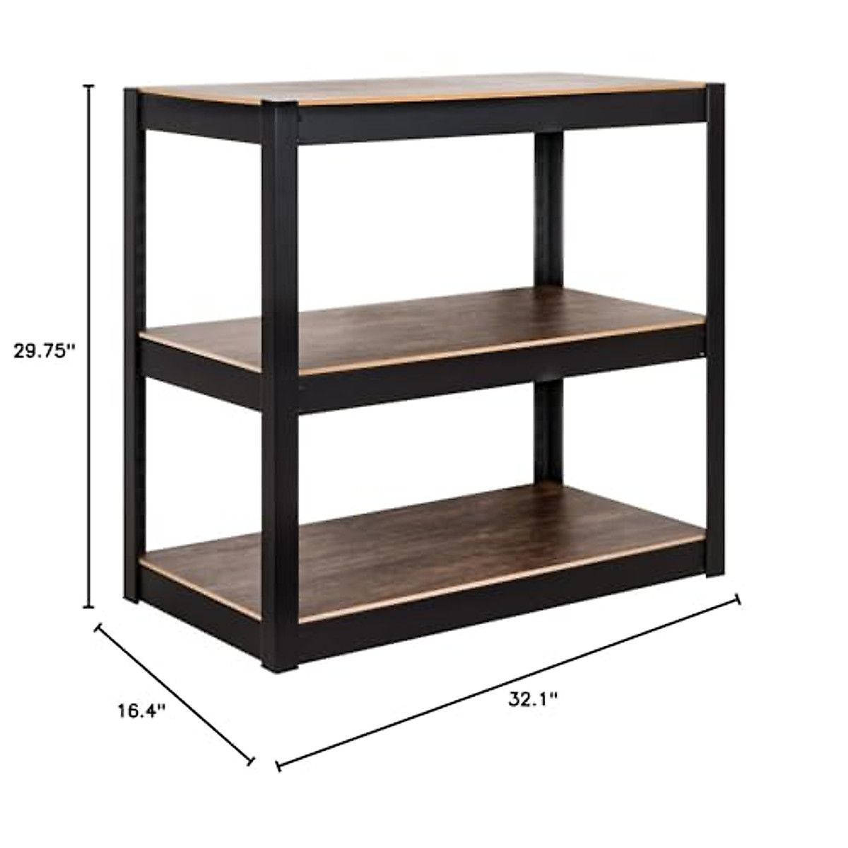 KEPSUUL Heavy Duty 2 Shelf Customizable Adjustable Tier Modular Short Metal Shelving and Multipurpose Storage Bookcase Room Divider for Garage, Kitchen, Bedroom 29.75" H – Black