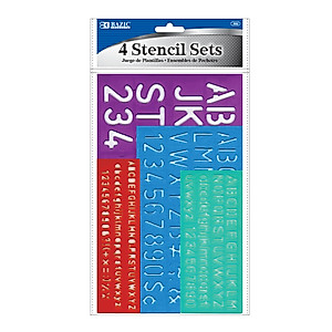 1 x Letter and Number Stencil Sets - Sizes 8, 10, 20, 30mm - Assorted Colors