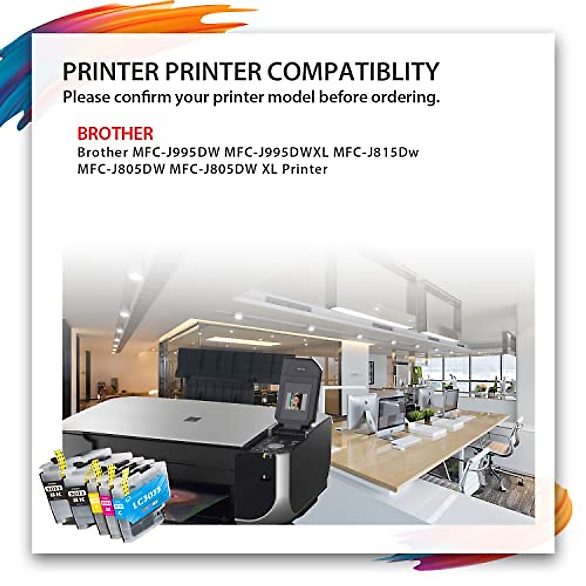 Victor LC3033XXL LC3033 Ink Cartridge for Brother LC3033 XXL LC3033 for Brother MFC J805DW MFC J805DW MFC J815DW MFC J995DW MFC J995DW Printer (LC3033XL 2BK C M Y Packing) Black/Cyan/Magenta/Yellow