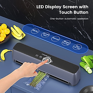 MoKo Vacuum Sealer Machine,85kpa Food Vacuum Sealer, Full Automatic Air Sealing System for Food Sealer, LED Touch Food Sealer with Dry and Moist Food Modes, Compact Design, 20Pcs Seal Bags Starter Kit