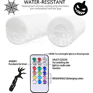 salipt LED Multi Colored Flameless Candles, LED Flickering Candles Set of 6 (H 6" xD 3") Battery Operated Candles,Waterproof Flameless Candles, Resin Plastic, Indoor Outdoor Use for Gifts Halloween