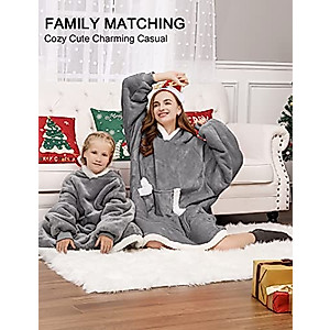 Wearable Blanket Hoodie Oversized Sweatshirt Blanket for Adults Women Men Fleece Sherpa Blanket Jacket with Sleeve Big Pocket