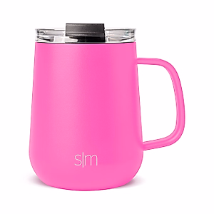 Simple Modern Travel Coffee Mug with Lid and Handle | Reusable Insulated Stainless Steel Coffee Tumbler Tea Cup | Gifts for Women Men Him Her | Voyager Collection | 12oz | Raspberry Vibes